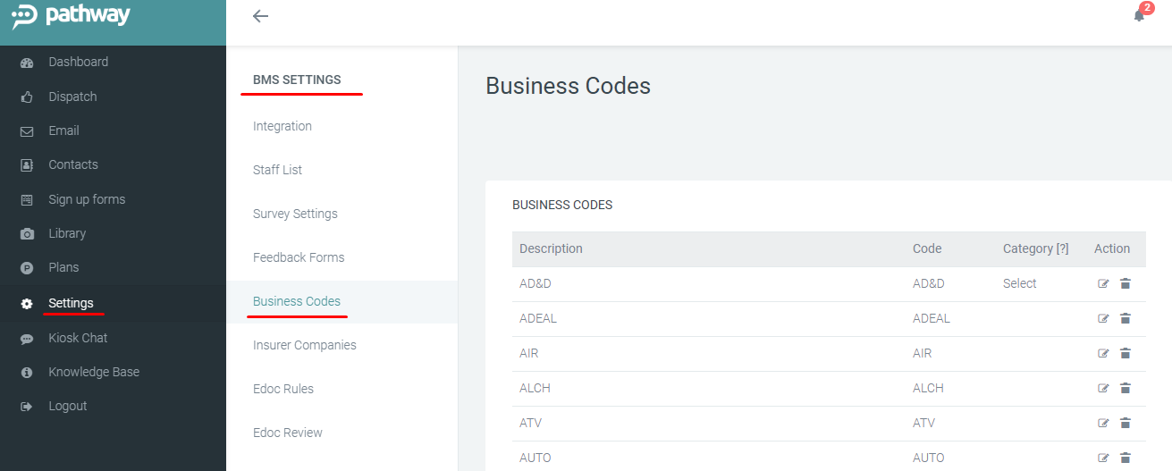 How to setup business codes on your account – Iterro