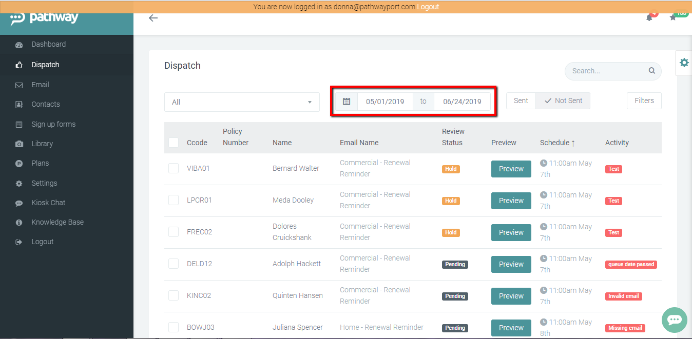How to filter Dispatch for emails that are on Hold – Iterro