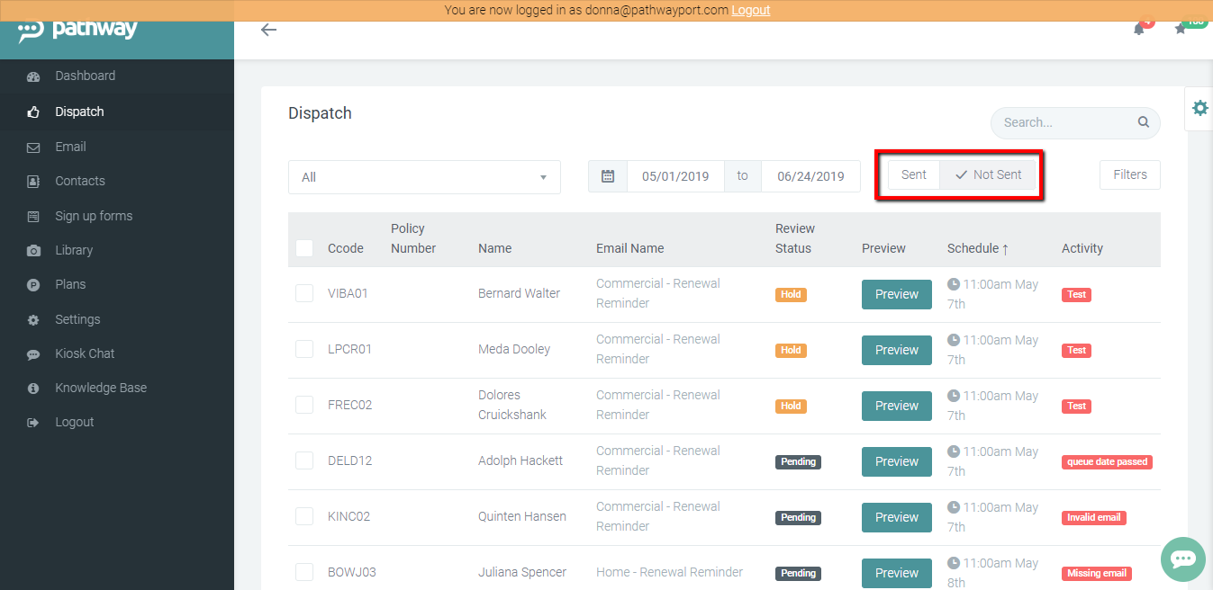 How to filter Dispatch for emails that are on Hold – Iterro